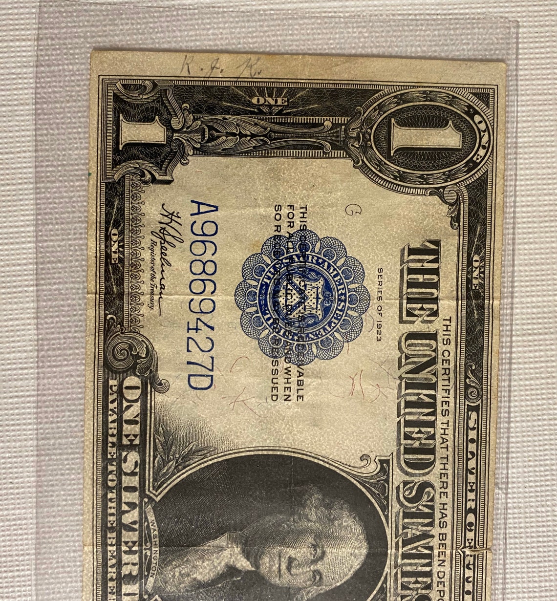 1923 Blue Seal Large One Dollar Bill Blue Seal 1 Dollar Note - Etsy