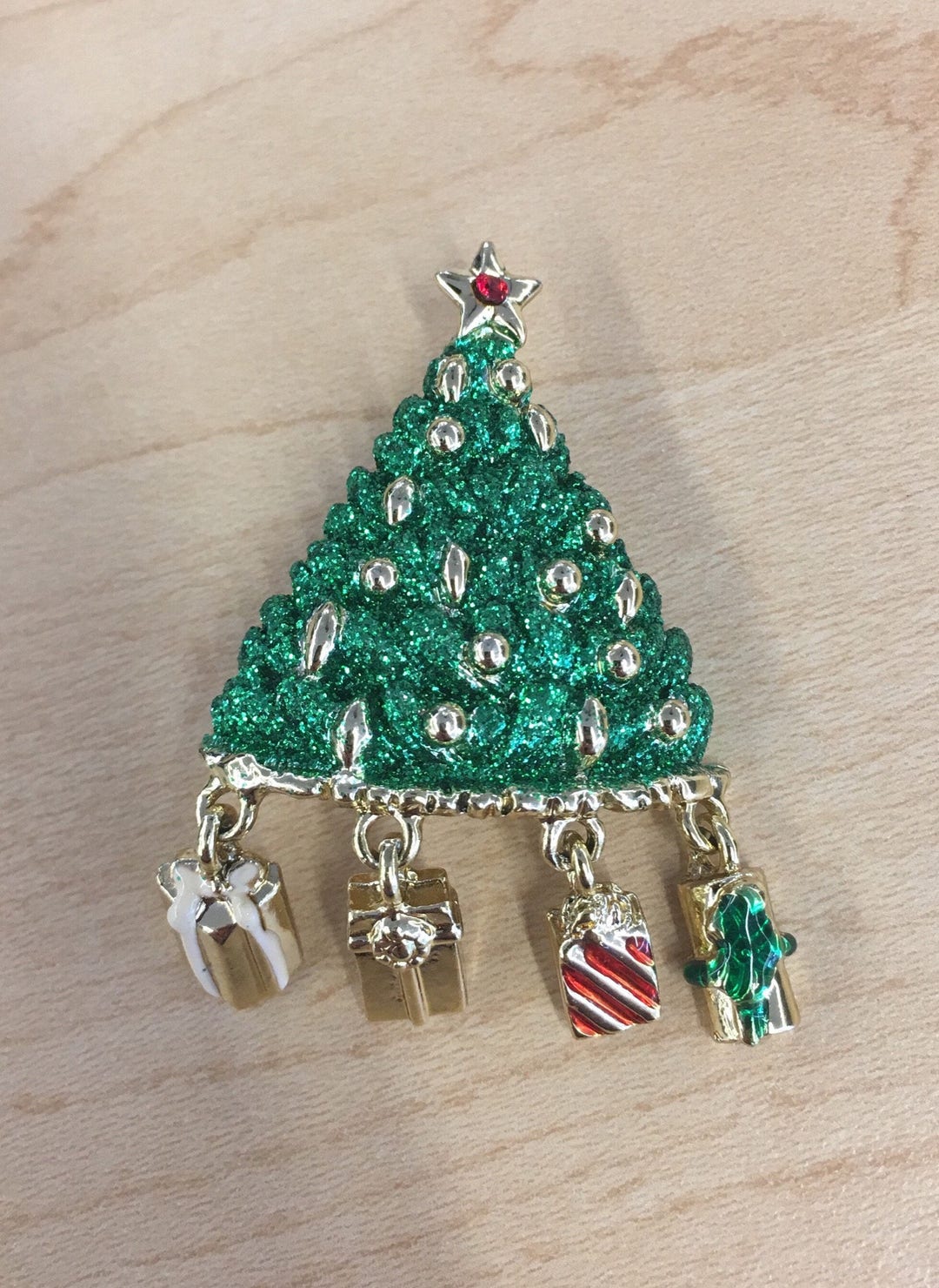 Vintage Danecraft Signed Dangle Presents Christmas Tree Brooch - Etsy