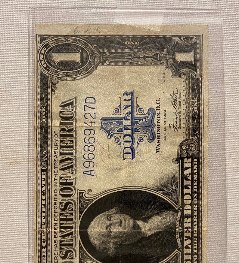 1923 Blue Seal Large One Dollar Bill Blue Seal 1 Dollar Note - Etsy