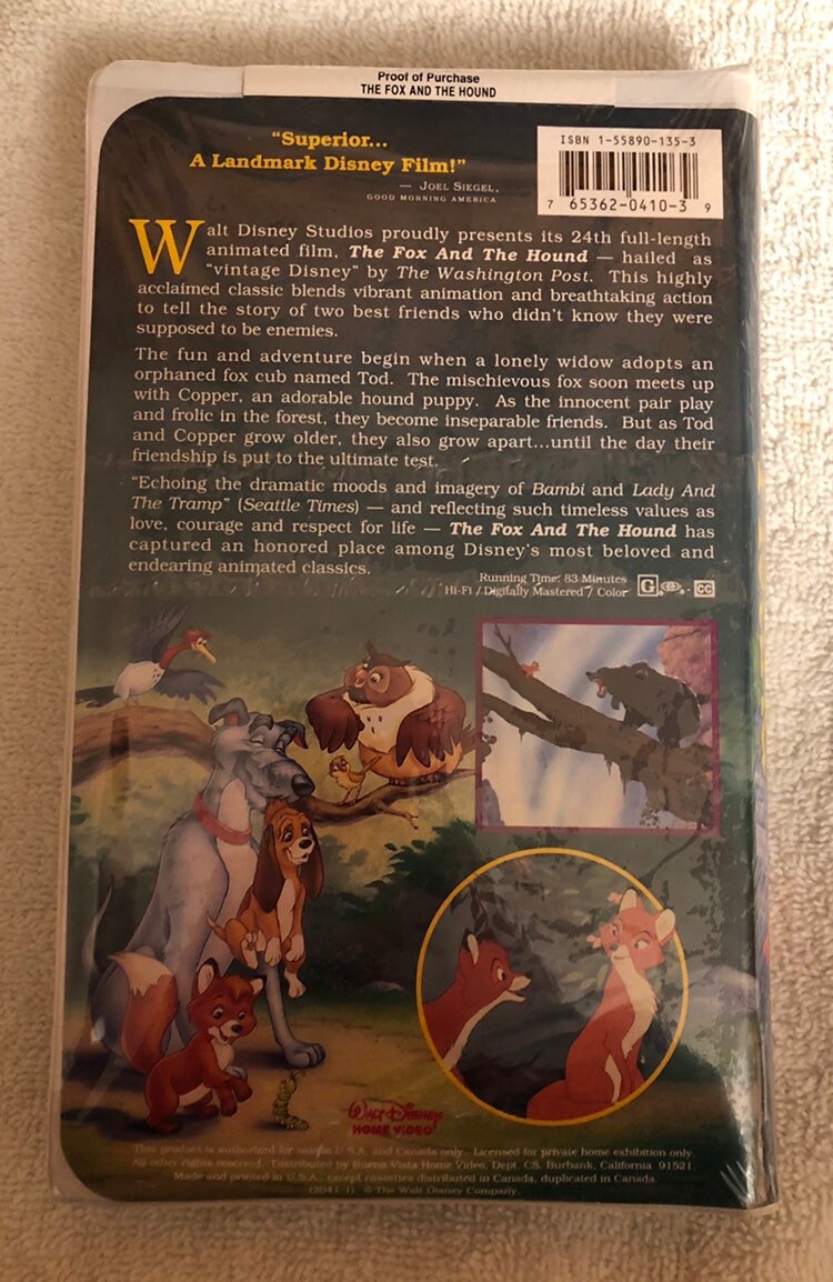 Walt Disney Classic the Fox and the Hound VHS 2041 the Fox and the ...