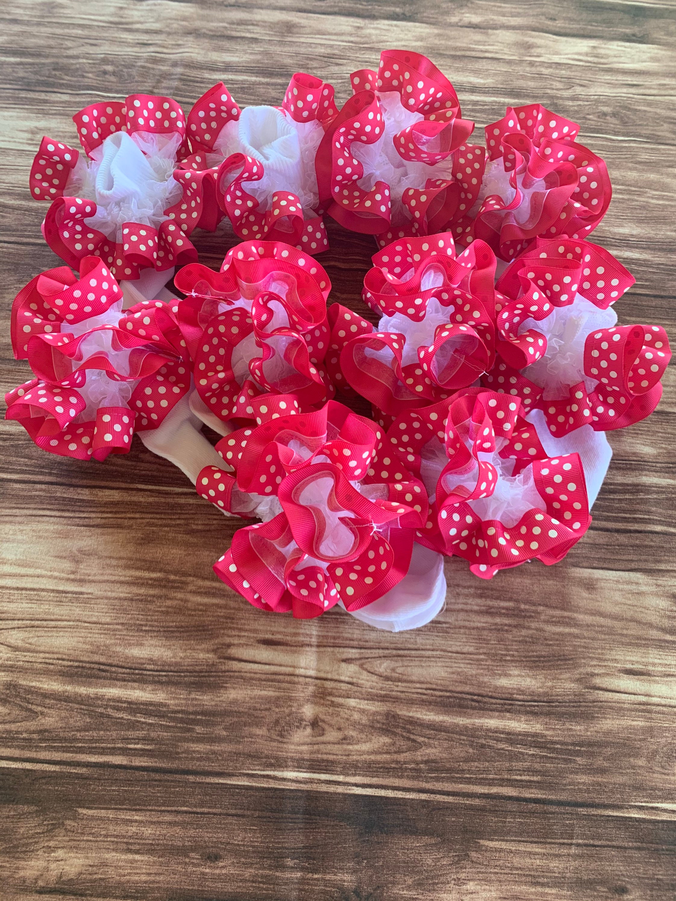 Big Red Ruffle and White Lace Socks With Satin Ribbon Trim - Etsy