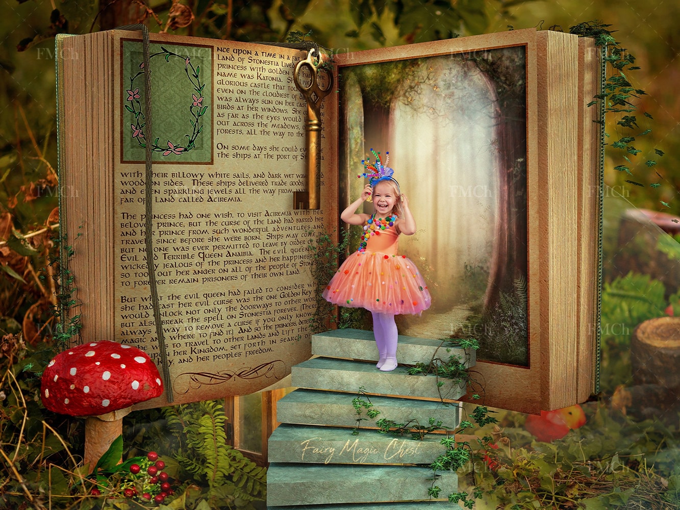 Digital backdrop for photography. Storybook in the forest. | Etsy