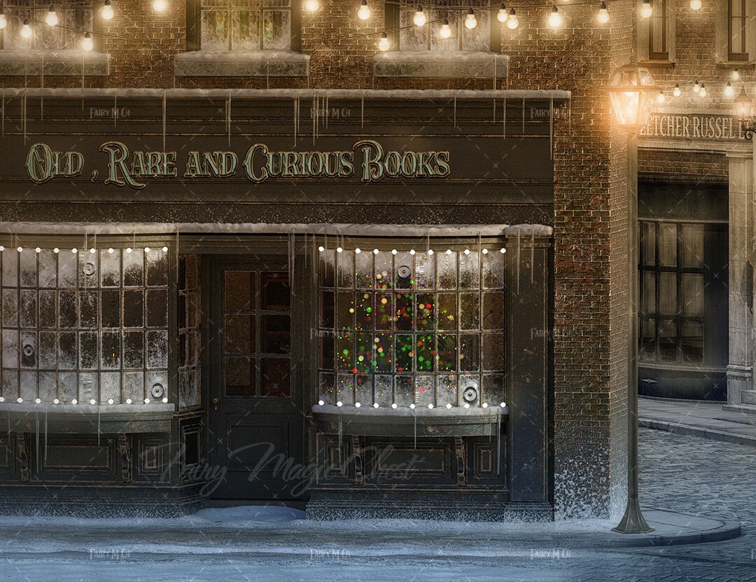 Christmas Digital Background / Backdrop With Old Shop , Vintage Shop of ...