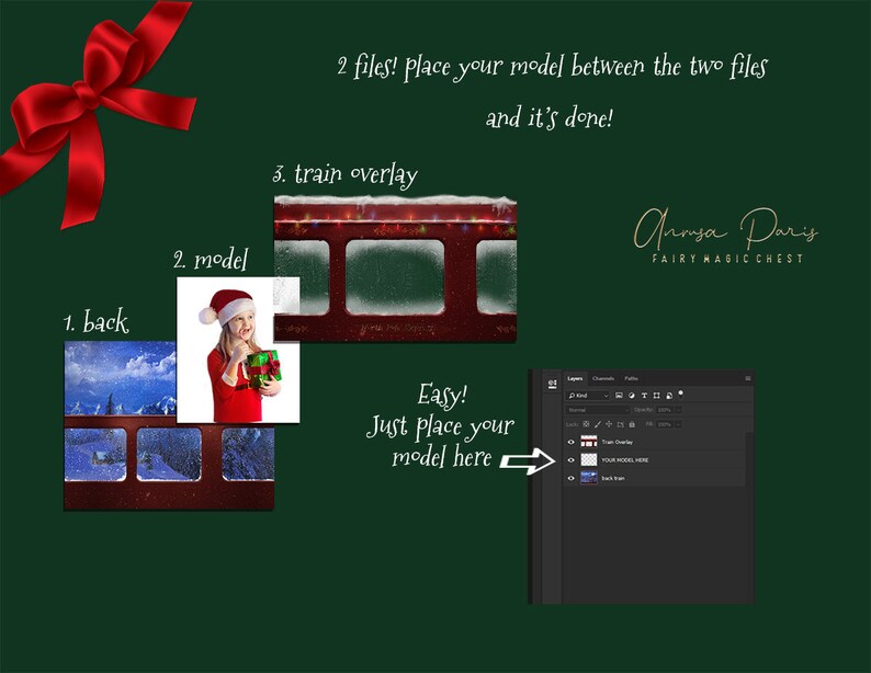 Christmas Digital Background Train Express to North Pole / - Etsy