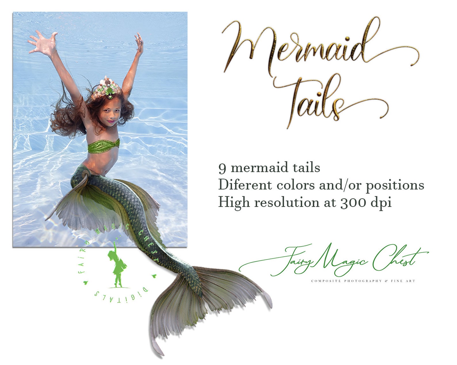 Mermaid Tails PNG Overlays Separated Png Files on Transparent | Etsy