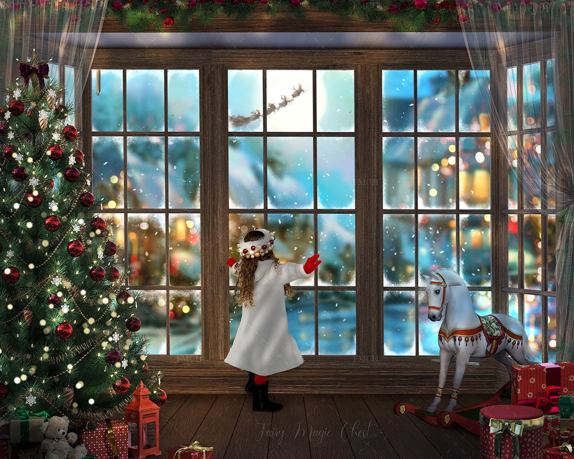 Christmas Big Window Digital Background / Backdrop for - Etsy