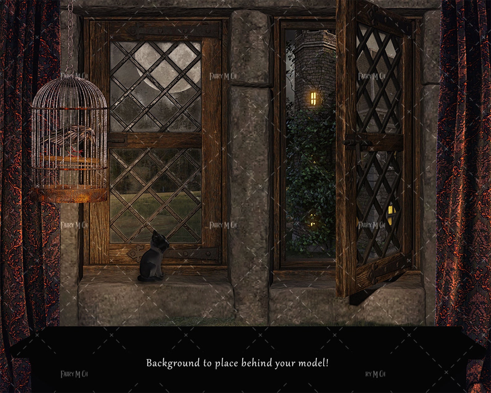 Medieval Window Digital Background With Witch/wizard Table Overlay ...