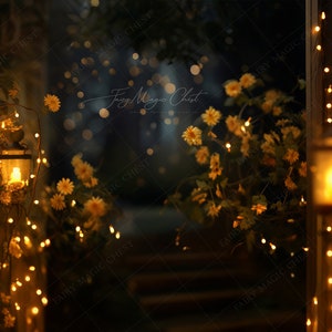 Enchanted Lights Digital Backdrop - Lanterns and Flowers Digital ...
