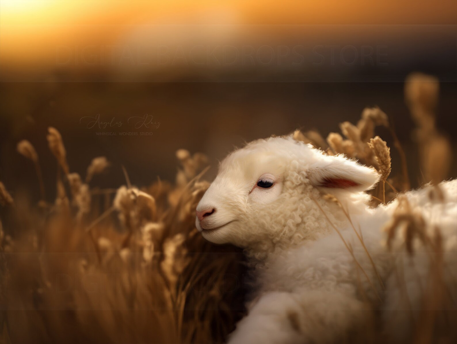 Lamb Digital Backdrop for Photography. Sweet Sheep Easter Composite ...