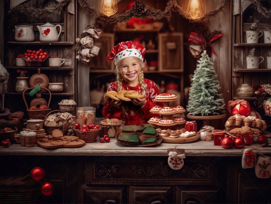 Merry Bakery Delight: Christmas Digital Background for Photography ...