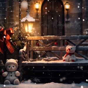 Snowy Christmas Bench Digital Background for Photography, Digital ...