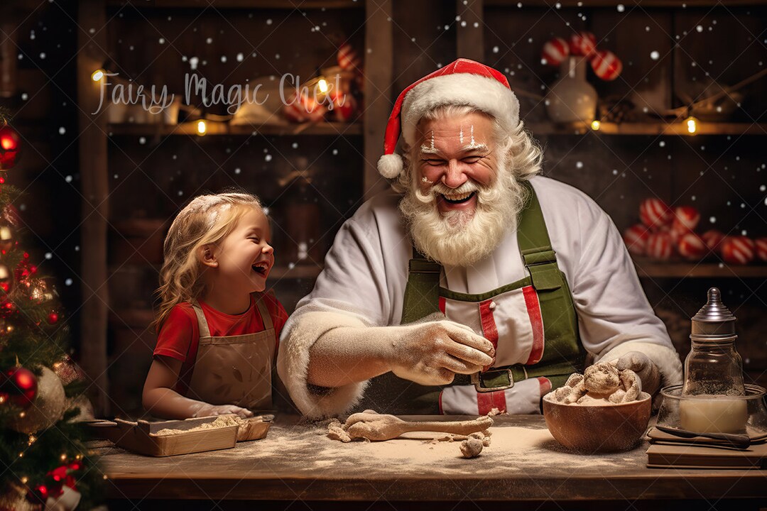 Santa's Festive Cooking: Christmas Digital Photography Backdrop ...