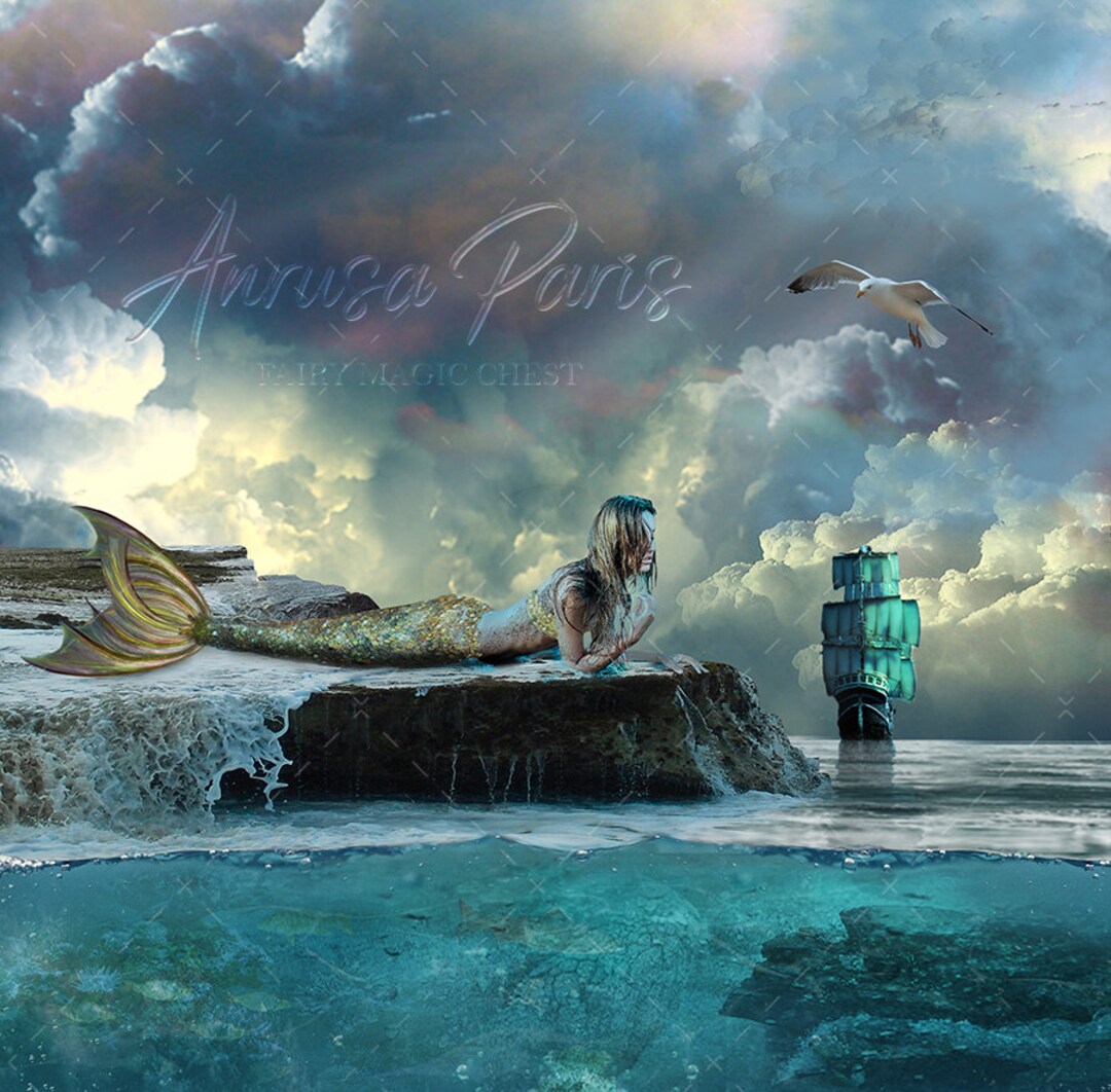Digital Backgrounds for Mermaid or Pirate With or Without - Etsy