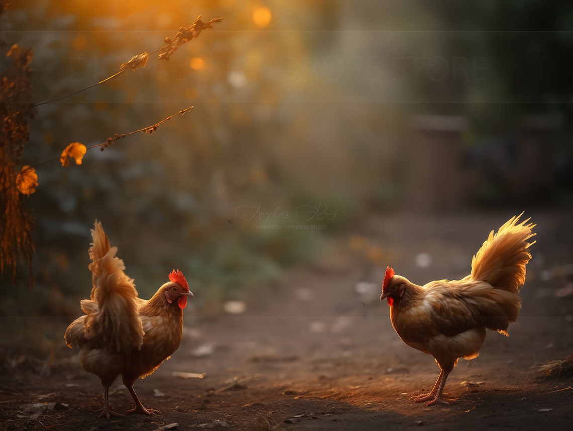 Digital Backdrop for Photography. Hens, Chickens on the Farm. Digital ...