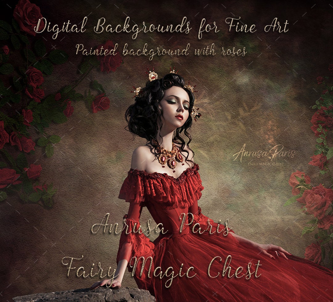 Painted Digital Backgrounds for Fine Art With Roses, Digital Backdrop ...