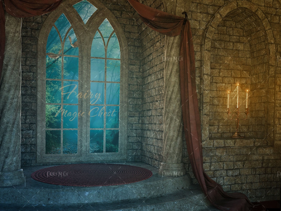 Big Window in Old Castle, Digital Background, Digital Backdrop ...