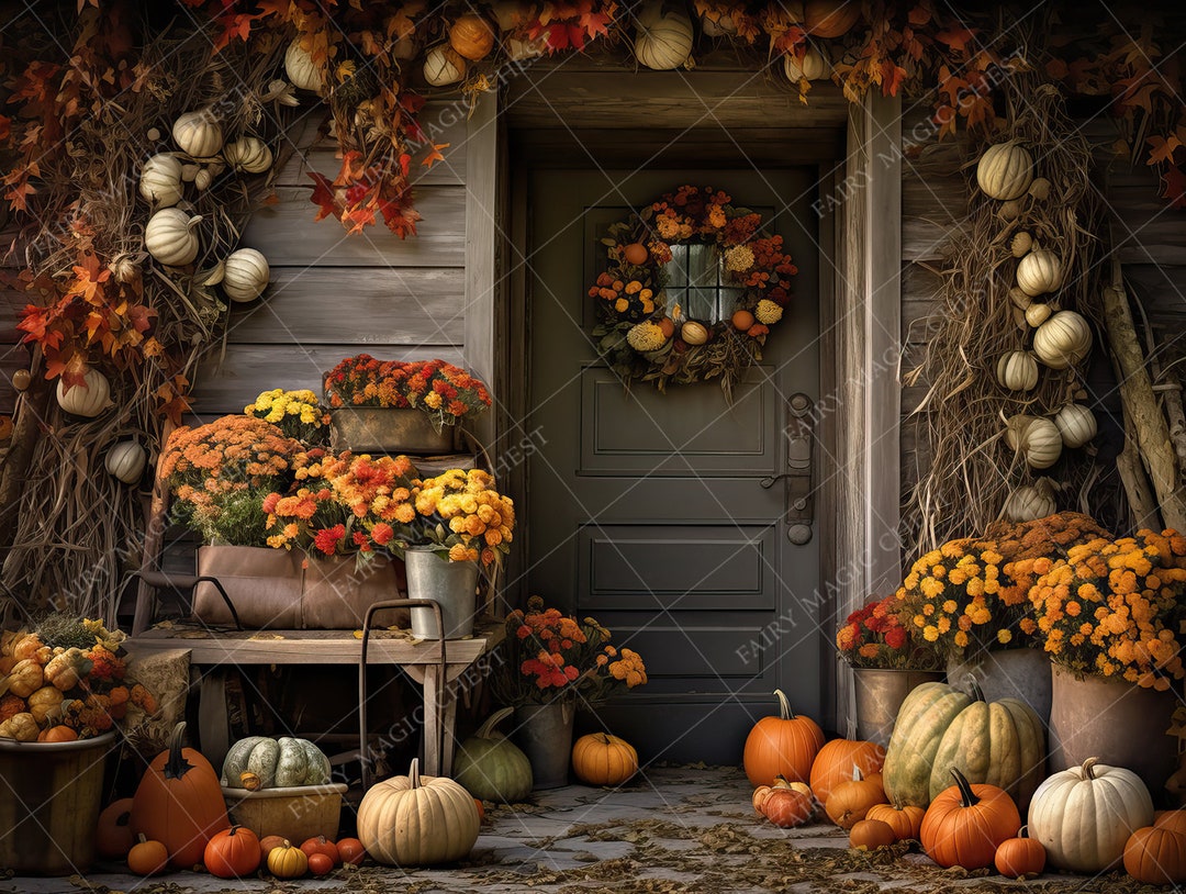 Autumn Digital Background / Backdrop for Photography. Front Door ...