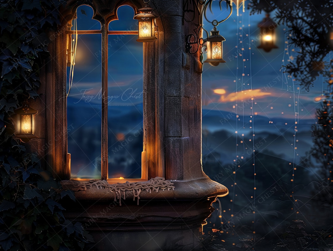 Rapunzel's Tower Window Digital Backdrop - Fairy Tale Princess Scene ...