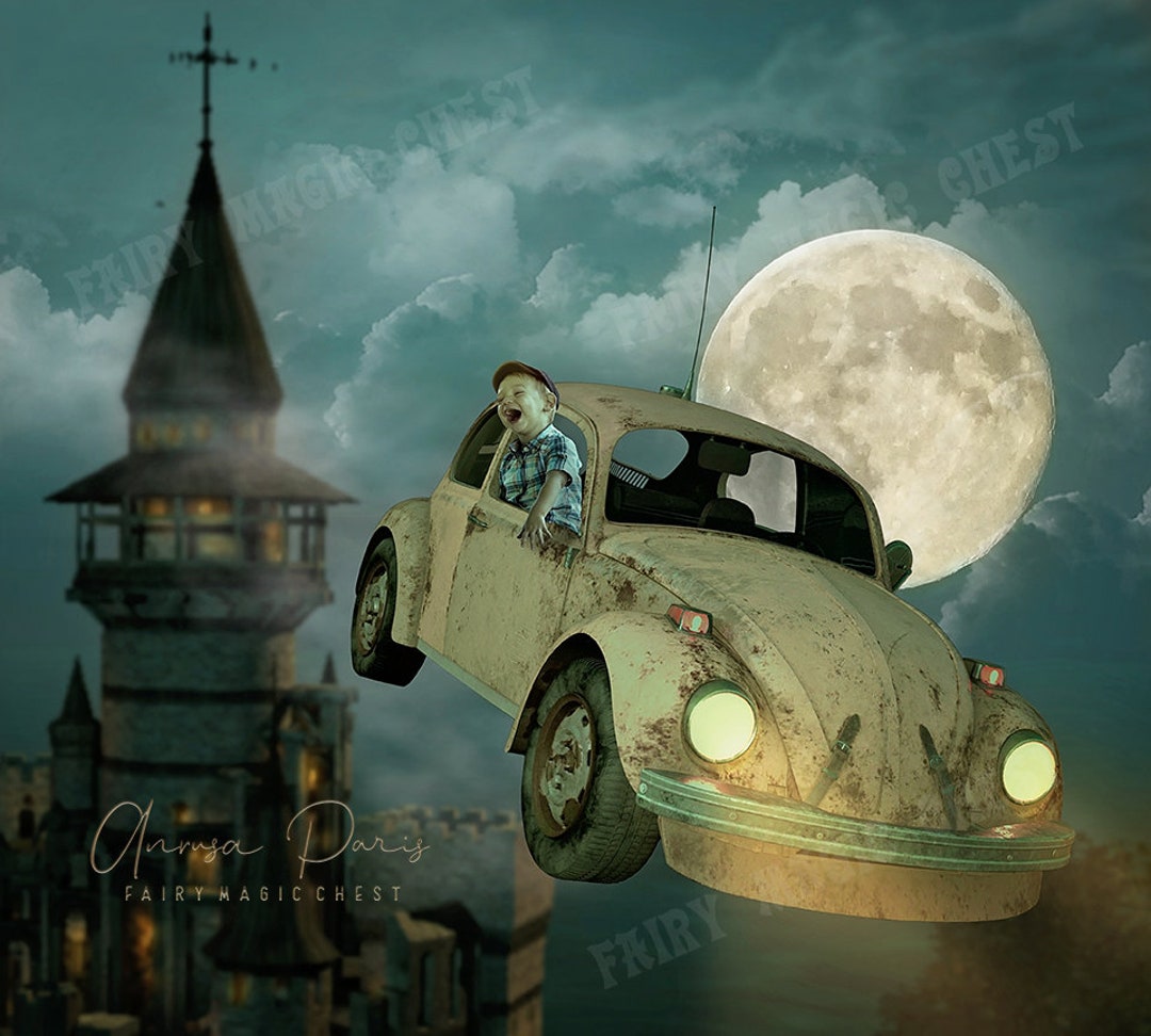 Digital Background Flying Car Digital Backdrop for Your - Etsy