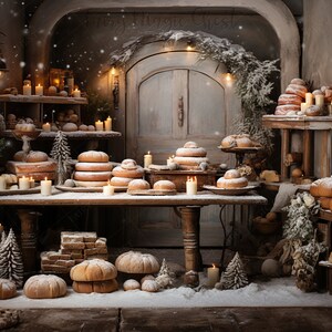 Vintage Rustic Bakery: Christmas Digital Background for Photography ...