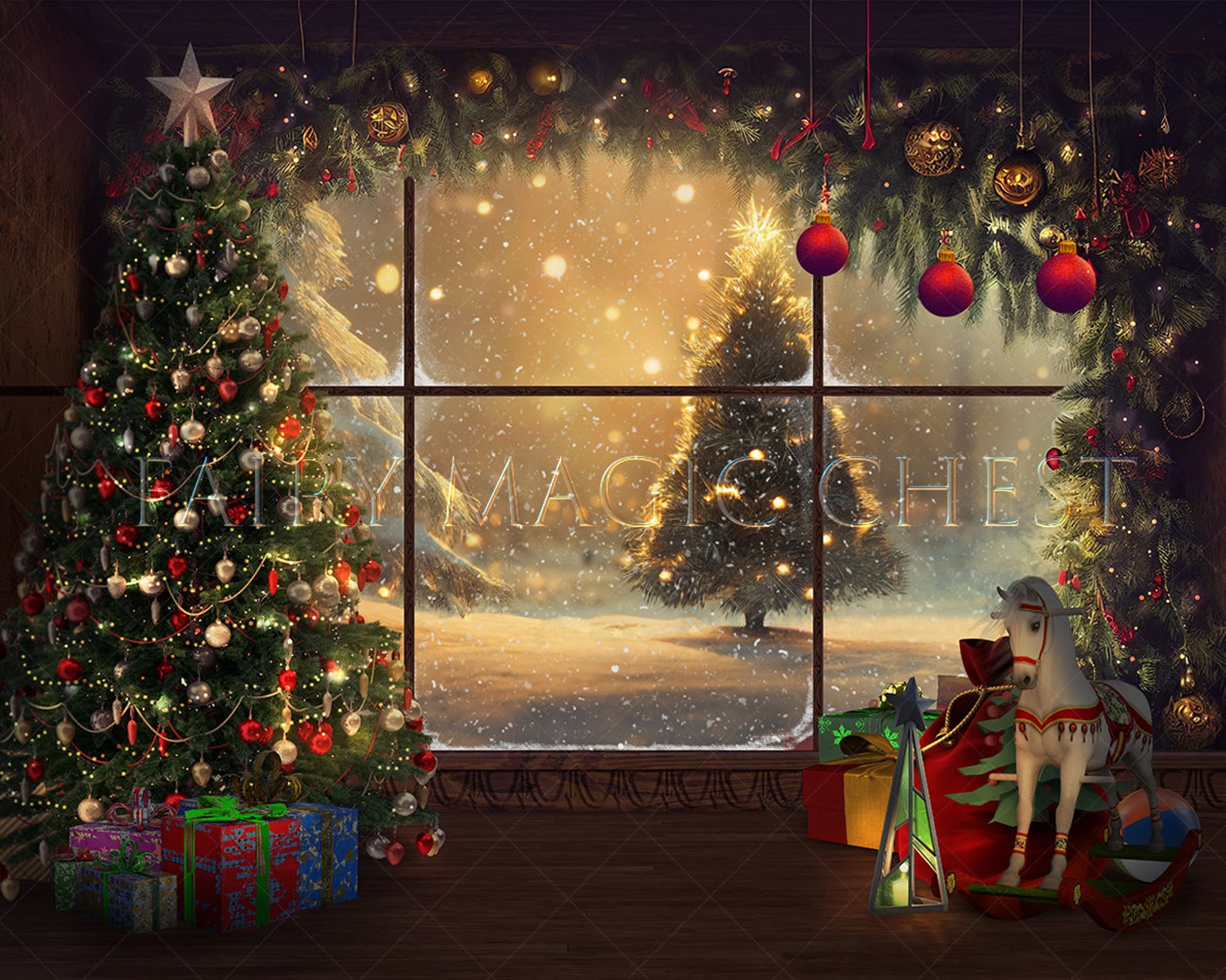 Christmas Window Digital Backdrop. Digital Christmas Backdrop - Etsy