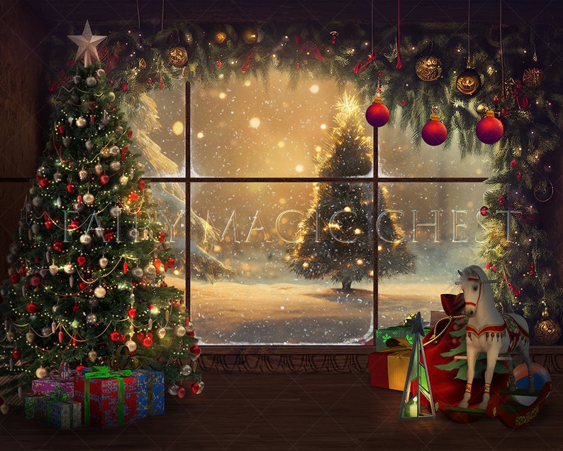 Christmas Window Digital Backdrop. Digital Christmas Backdrop - Etsy