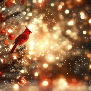Red Cardinal Christmas Lights Digital Backdrop (digital Download) - Etsy
