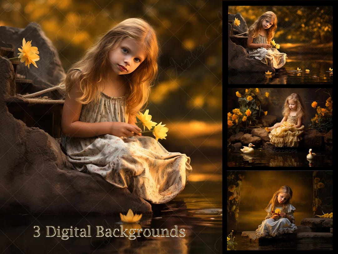 3 Digital Backgrounds for Photography. Pond. Riverside. Summer. Spring ...