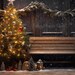 Wooden Bench by the Christmas Tree: Digital Background for Photography ...