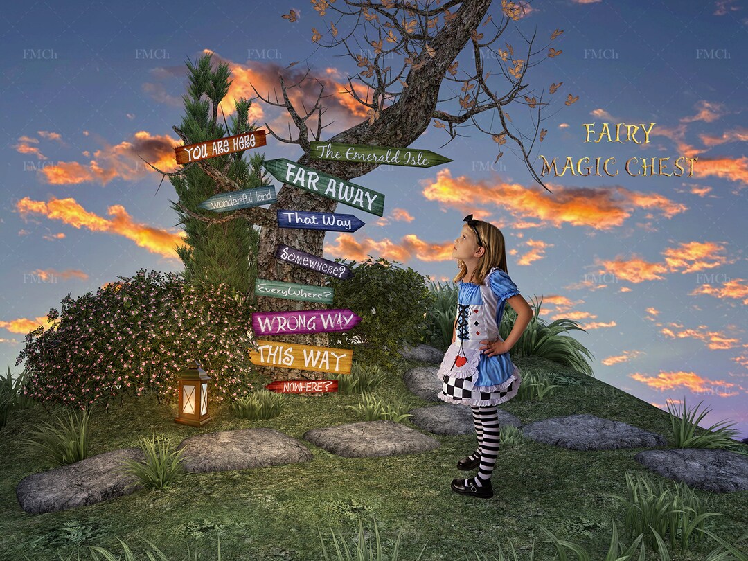Wonderland Crossroads Digital Backdrop: Composite Photography ...