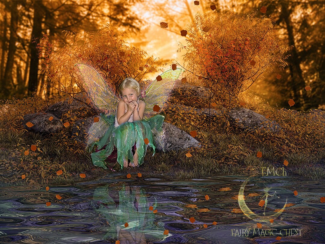 Digital Background / Backdrop Pond Autumn Scene Overlay - Etsy