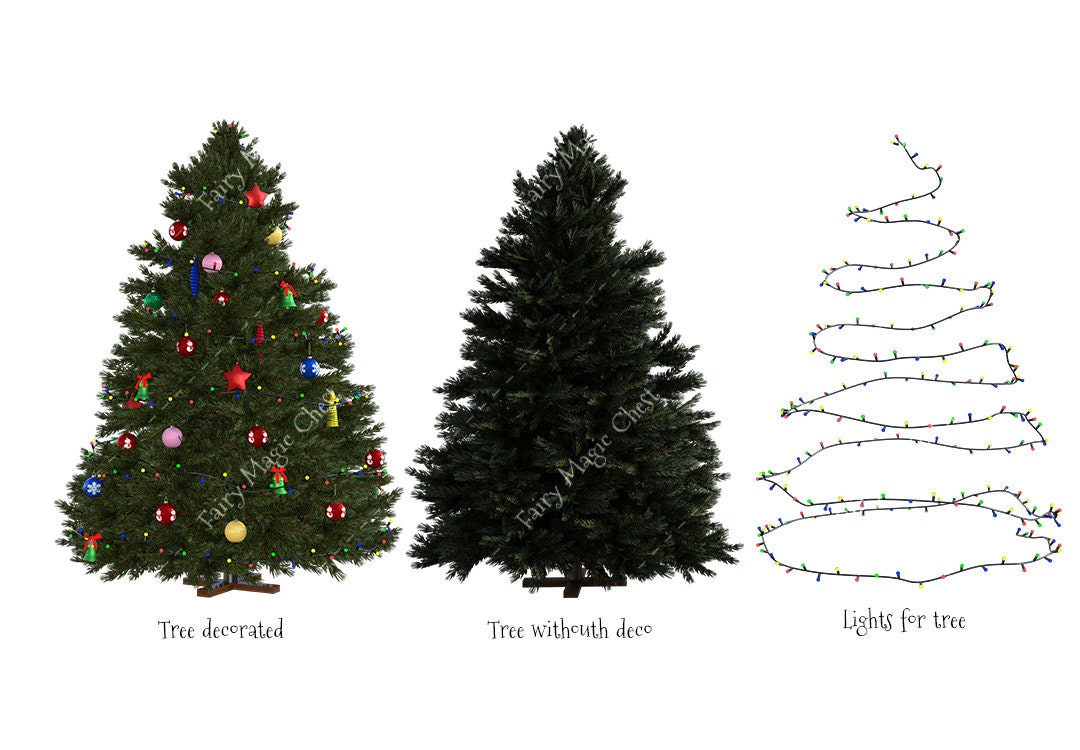 Christmas Tree png overlay lights for the Tree gift boxes | Etsy