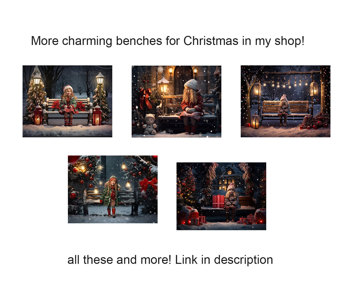 Snowy Christmas Bench Digital Background for Photography, Digital ...