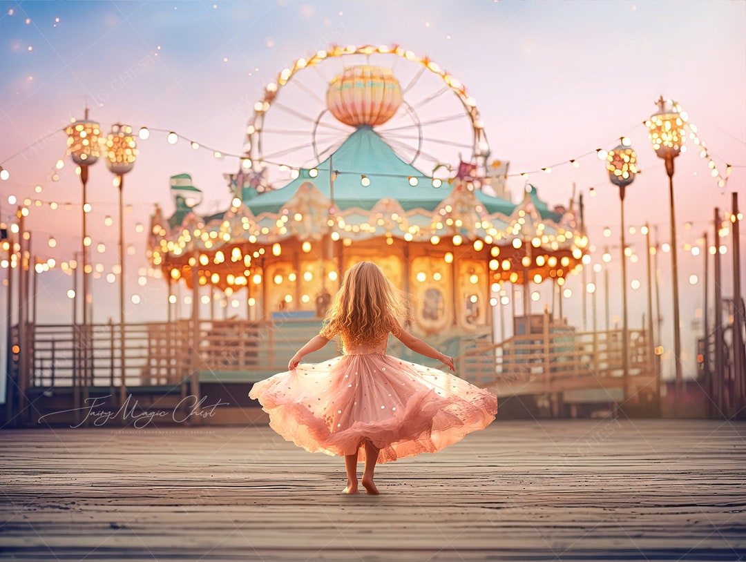 Carousel Digital Background, Carnival Digital Backdrop for Composite ...