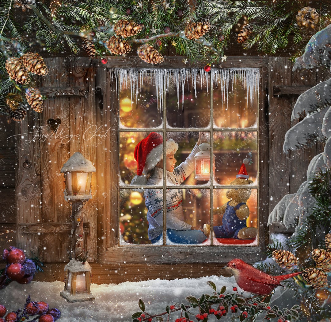 Layered Christmas Digital Background / Backdrop. Layered Psd, Jpg ...