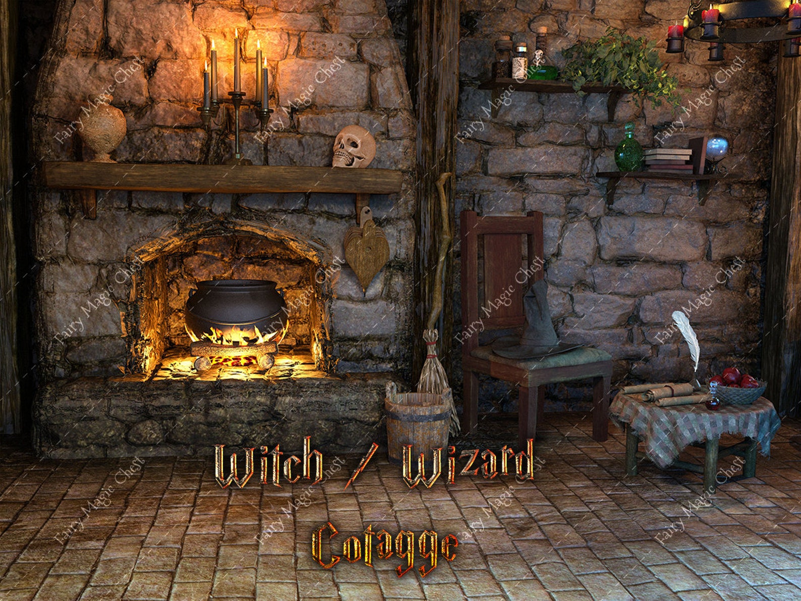 Digital Background / Backdrop for Witch or Wizard, Great for Halloween ...