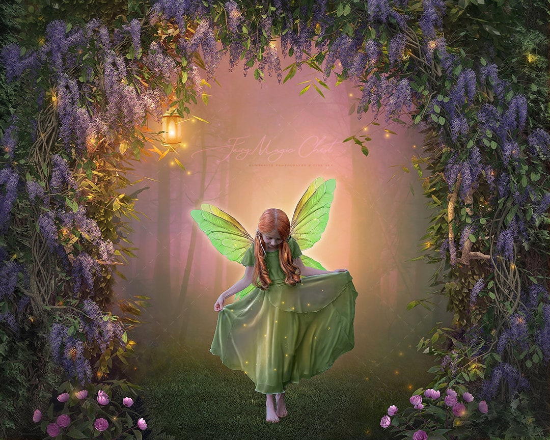 Flowers Fairy Digital Background / Lilacs Arch in Enchanted Forest ...