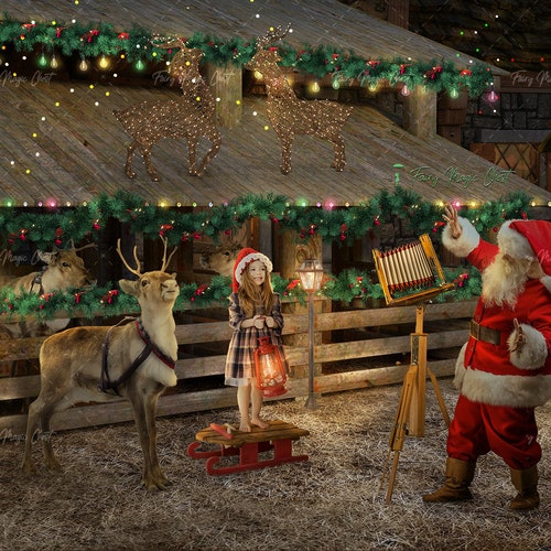 Christmas Digital Backdrop / Background Santa's Stable - Etsy