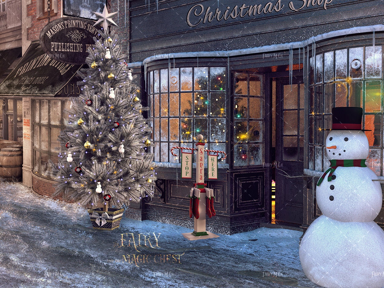 Digital Backdrop / Background Christmas Shop Old Vintage | Etsy