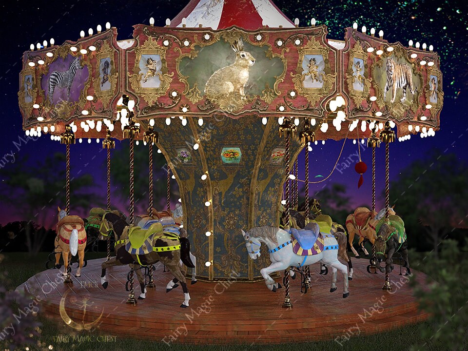Carousel Digital Background / Backdrop , Vintage Carrousel - Etsy