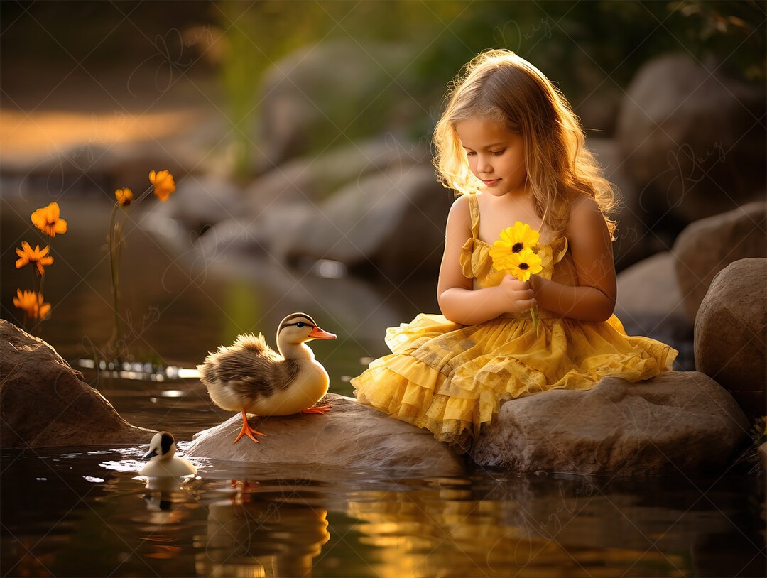 Summer Digital Backdrop for Photography - Ducks in Pond - Digital ...