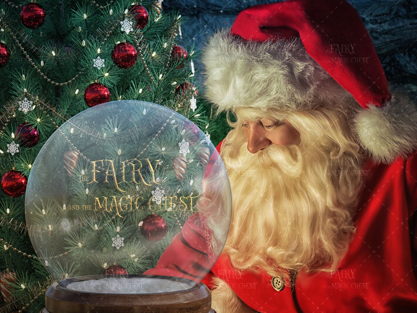 Santa Claus With Snow Globe Digital Background Layered Psd Etsy