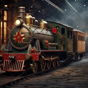 Christmas Train Digital Backdrop. Christmas Train Station, Digital ...
