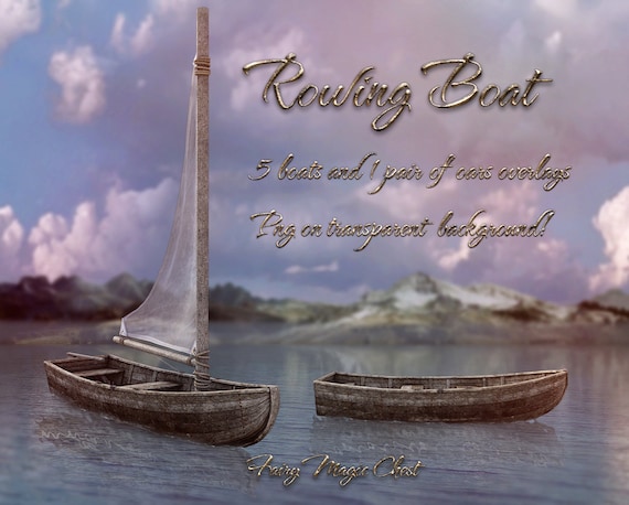 Rowing Boat Digital Overlays Png on Transparent Backdround. | Etsy