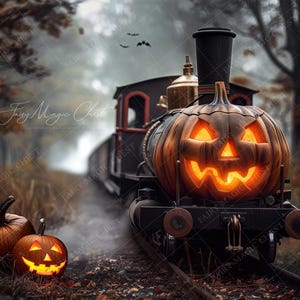 Halloween Train Digital Backdrop / Digital Background for Composite ...
