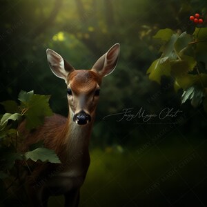 Digital Backdrop. Enchanted Forest Fawn Digital Background - Baby Deer ...