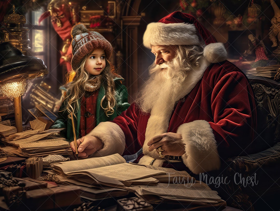 Santa's on His Desk. Christmas Digital Background. Digital Backdrop for ...