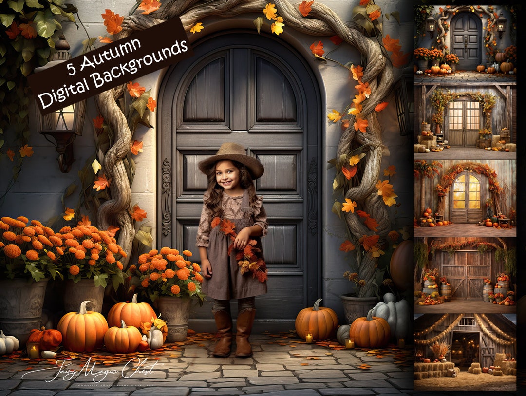 5 Autumn Digital Backgrounds / Backdrops for Photography. Bundle ...