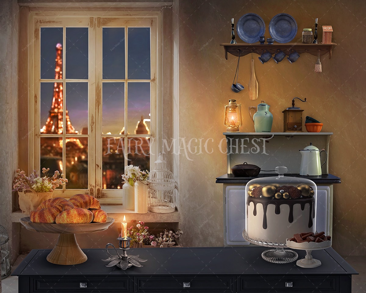Digital Background / Backdrop for Photography, Vintage Kitchen in Paris ...