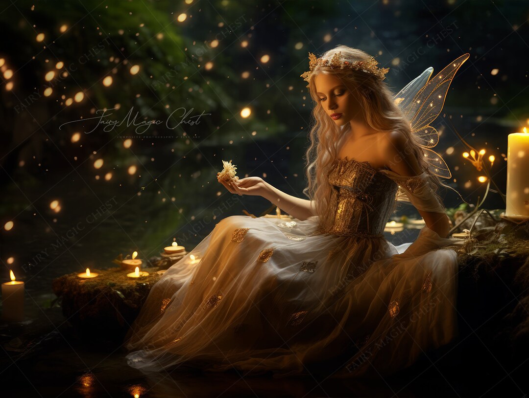 Fairy Digital Backdrop, Enchanted Forest Night Digital Backdrop ...